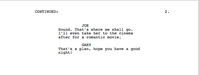 Kieran James: "Love at first sight" script: