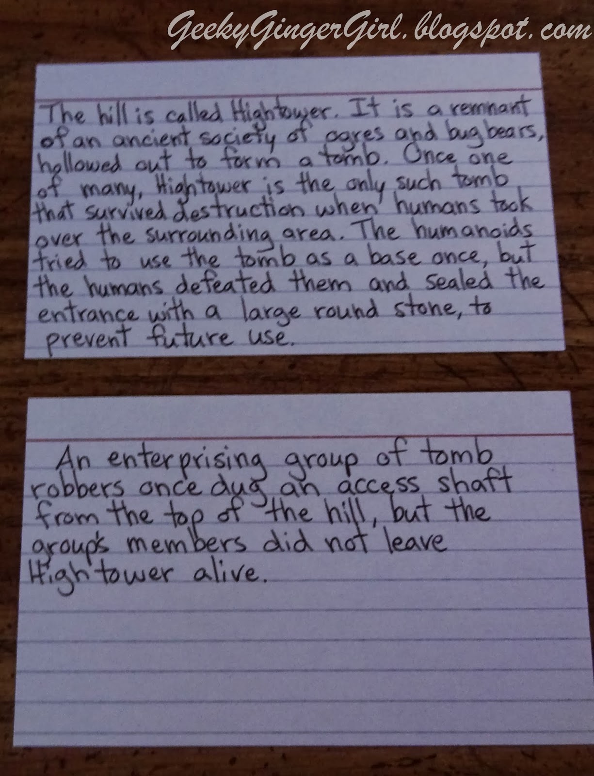 Geeky Ginger Girl: For the Organized DM: Using Info Cards to Increase ...