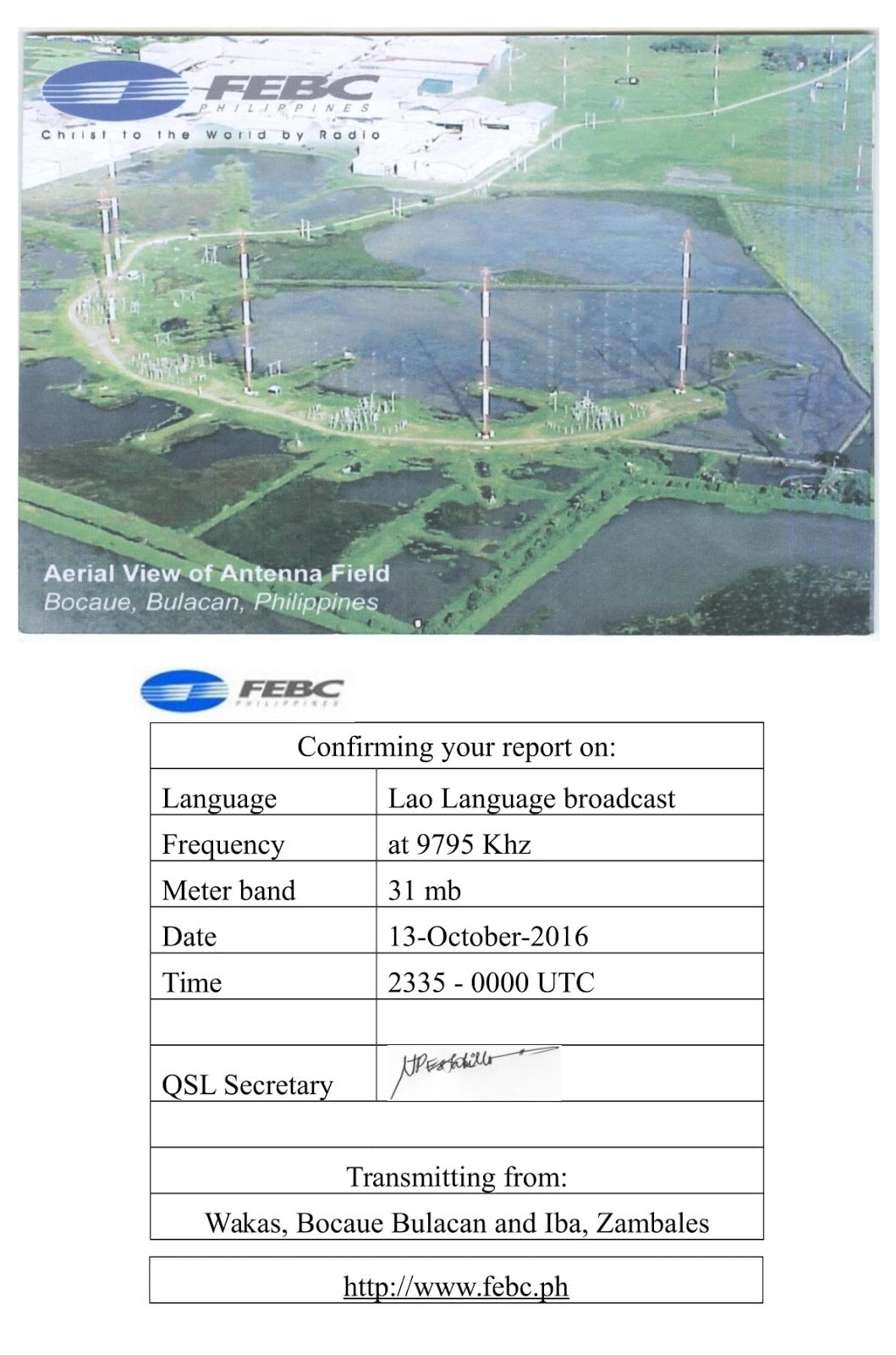 SOUTH EAST ASIA DXING: FEBC Manila (via Iba)