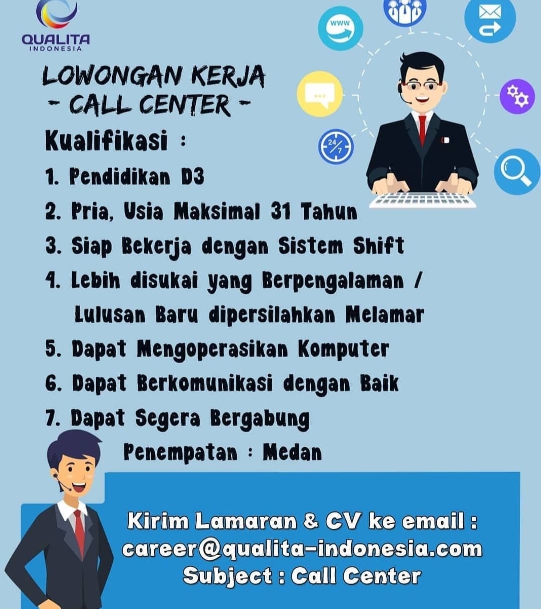 Lowongan Kerja Call Center di PT Qualita Indonesia Medan Januari 2021 ...