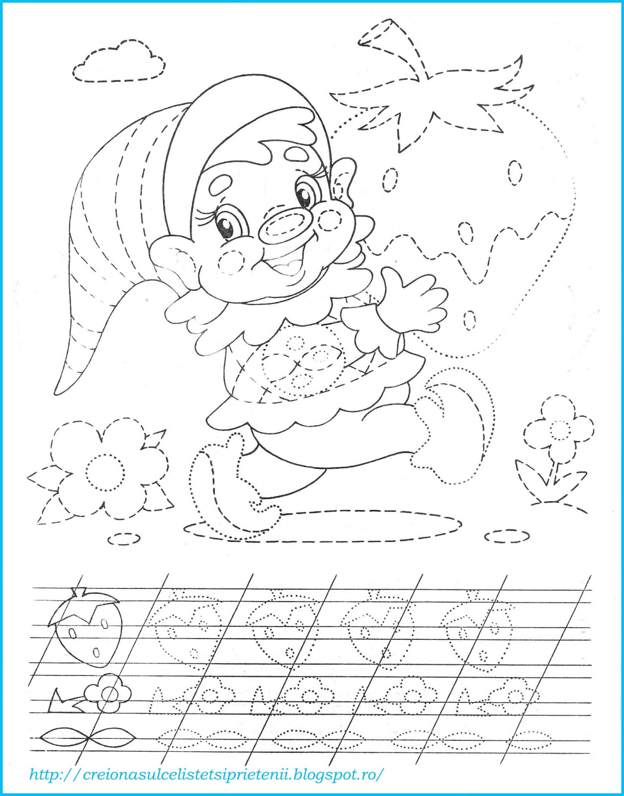 Creionasul cel Istet si prietenii: Spiridusul - desenam dupa contur