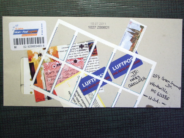 arriving and outgoing mail art: ... an outgoing for Mary ...
