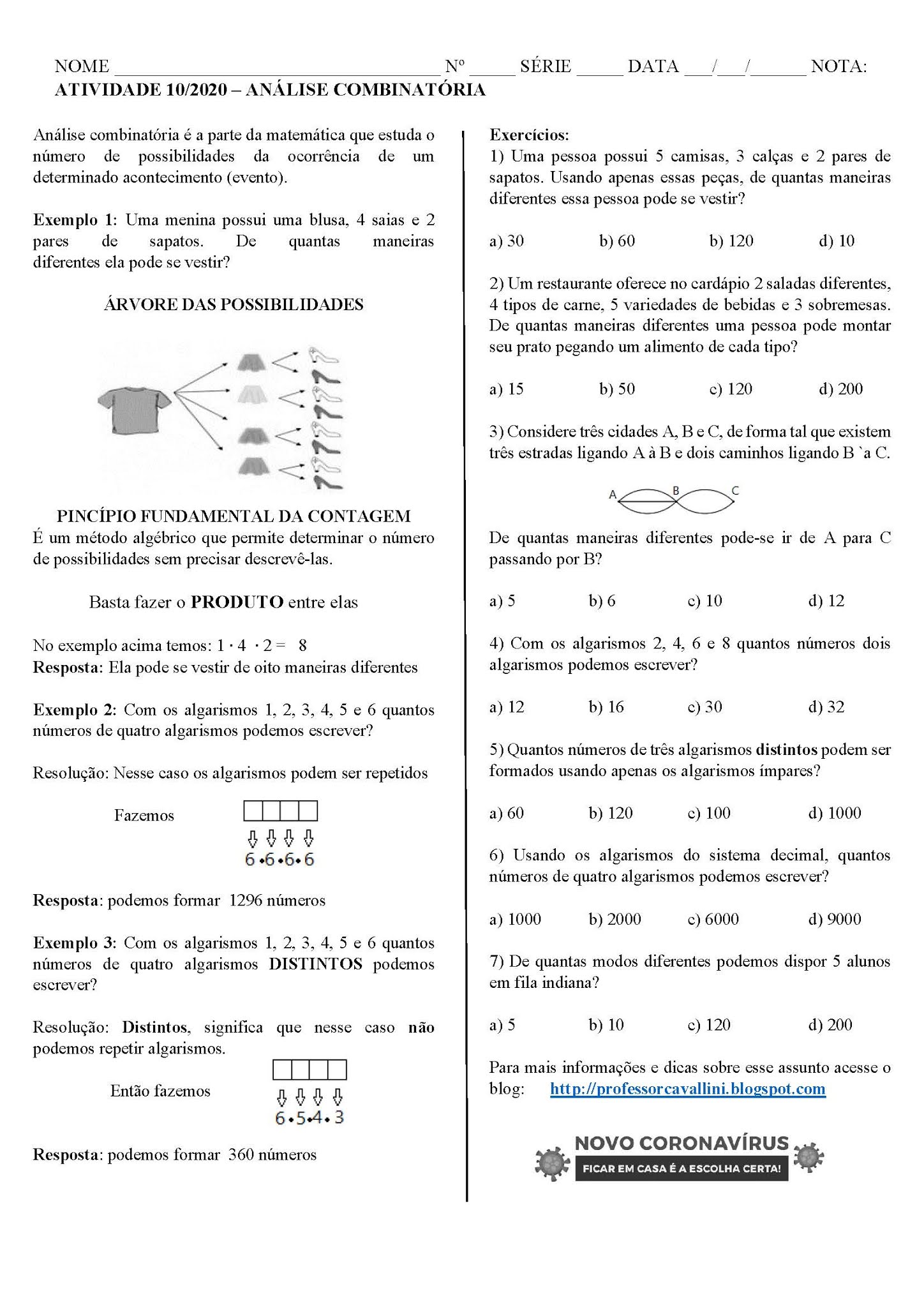 ATIVIDADES MATEMÁTICAS: ATIVIDADES