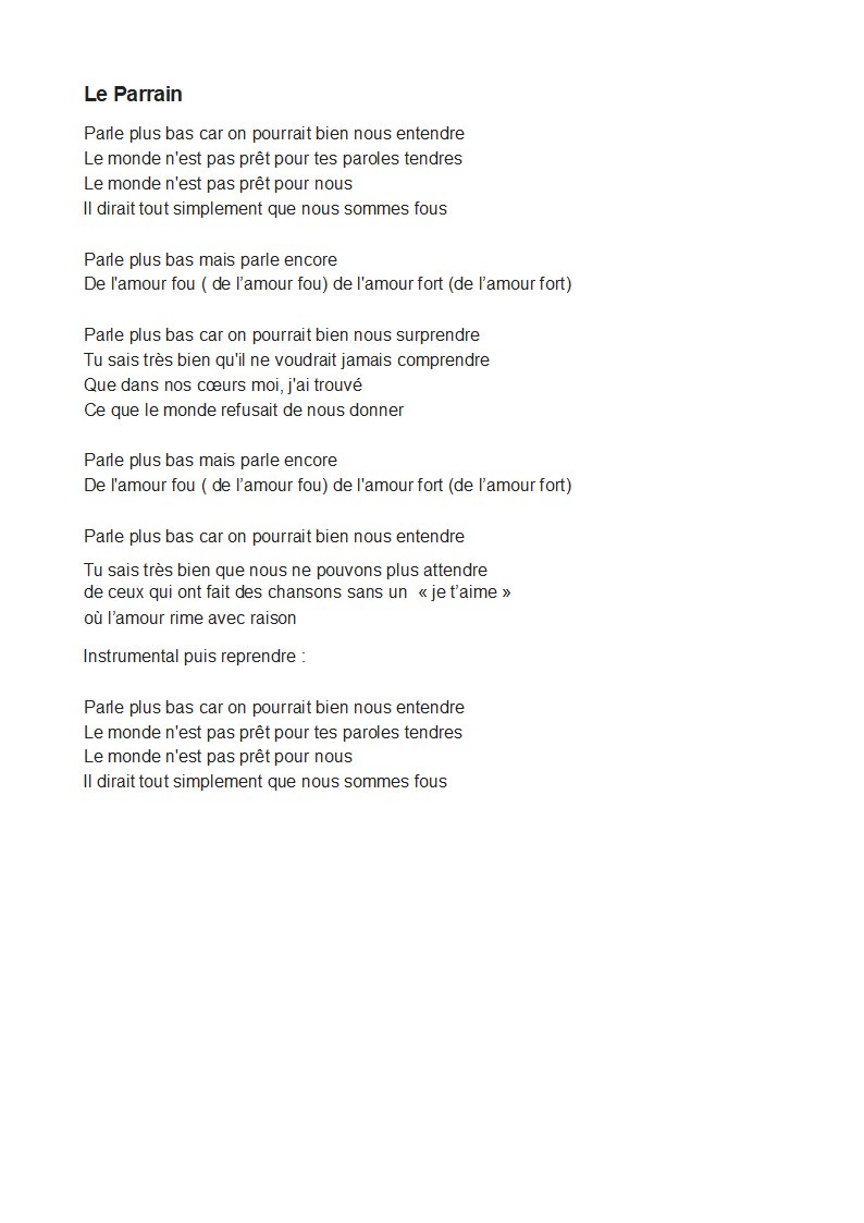 Chorale Rayon de Soleil: bibliothèque des paroles des chants de notre ...