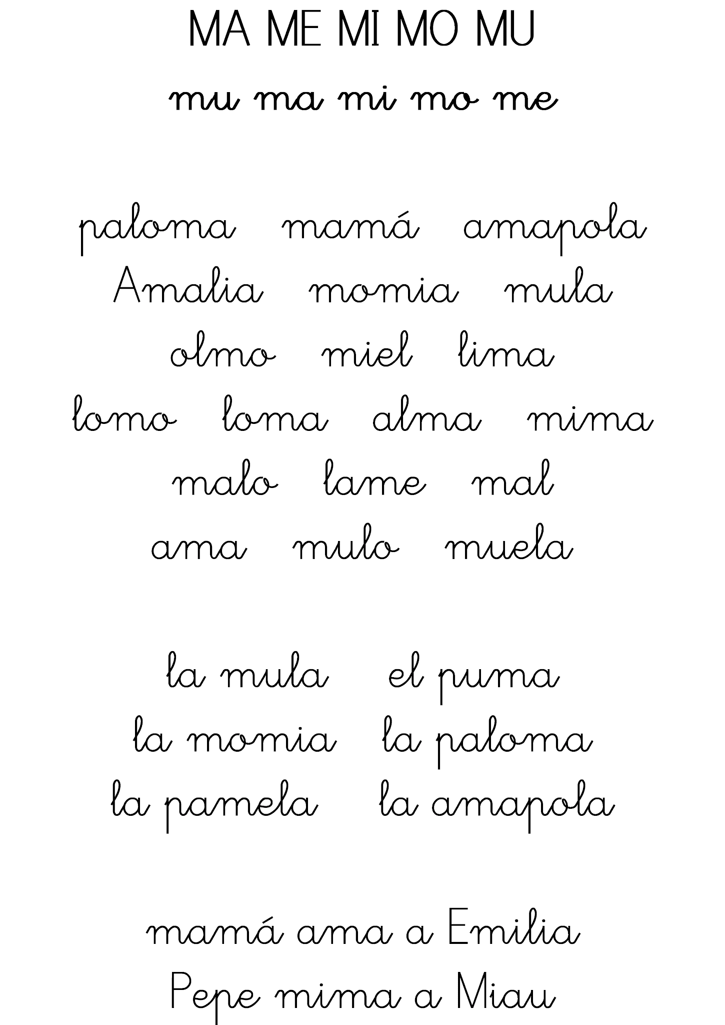 INFANTIL DE VILLAESPESA: PROGRAMA LECTURA 5 AÑOS FICHA 5: "LA M"