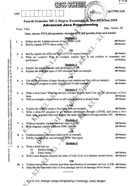 Visvesvaraya Technological University MCA. (CBCS) Fourth Semester 16 ...