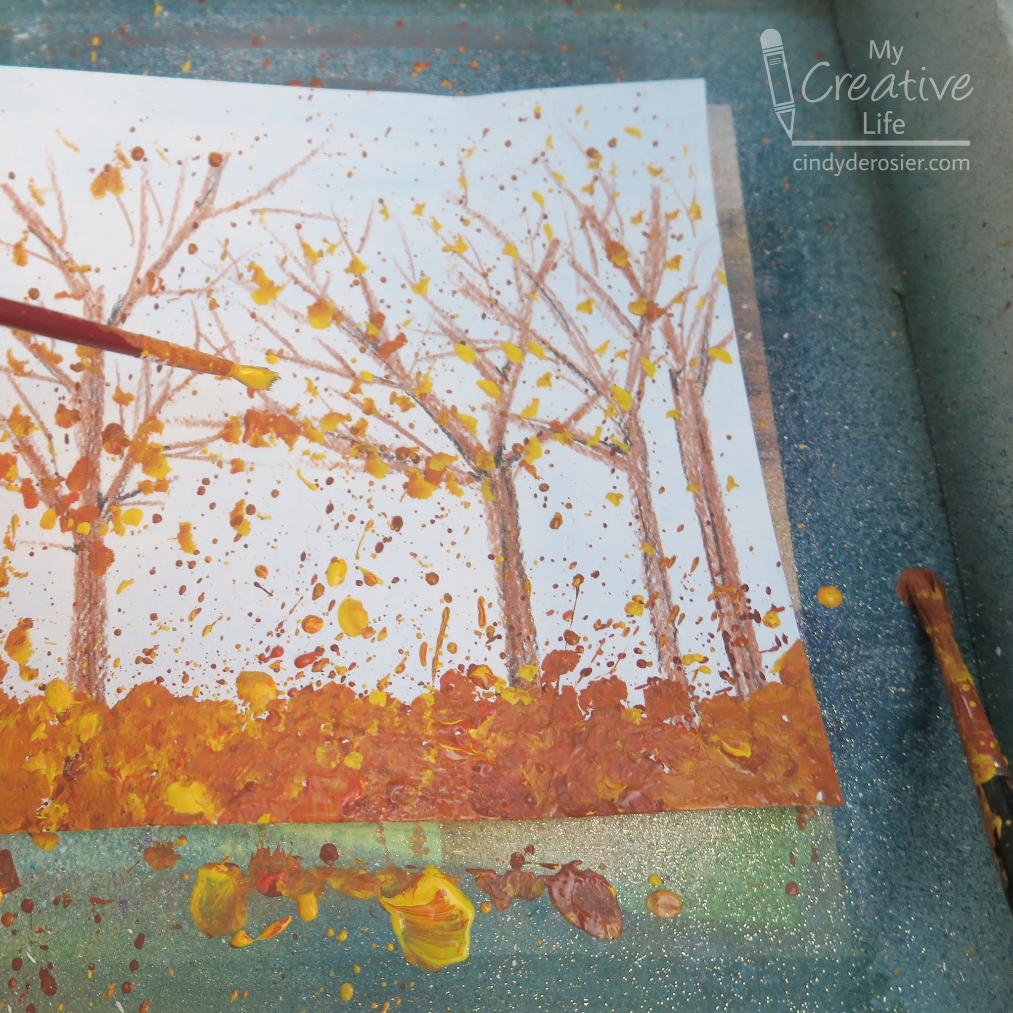 Cindy deRosier: My Creative Life: Splatter Paint Fall Trees