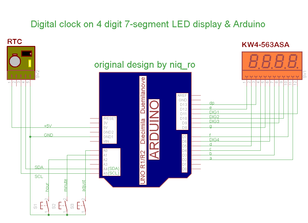 Arduino Tehniq Manual Adjust For Rtc Clock With Arduino And 7 Segment Led Display