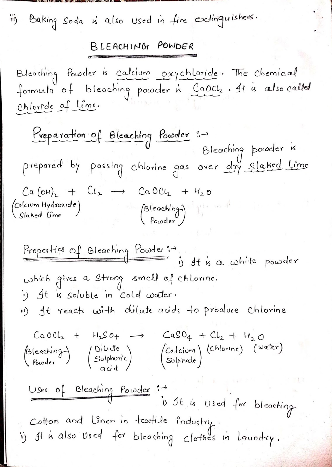 Acid Bases And Salt 10th Class Handwritten Notes