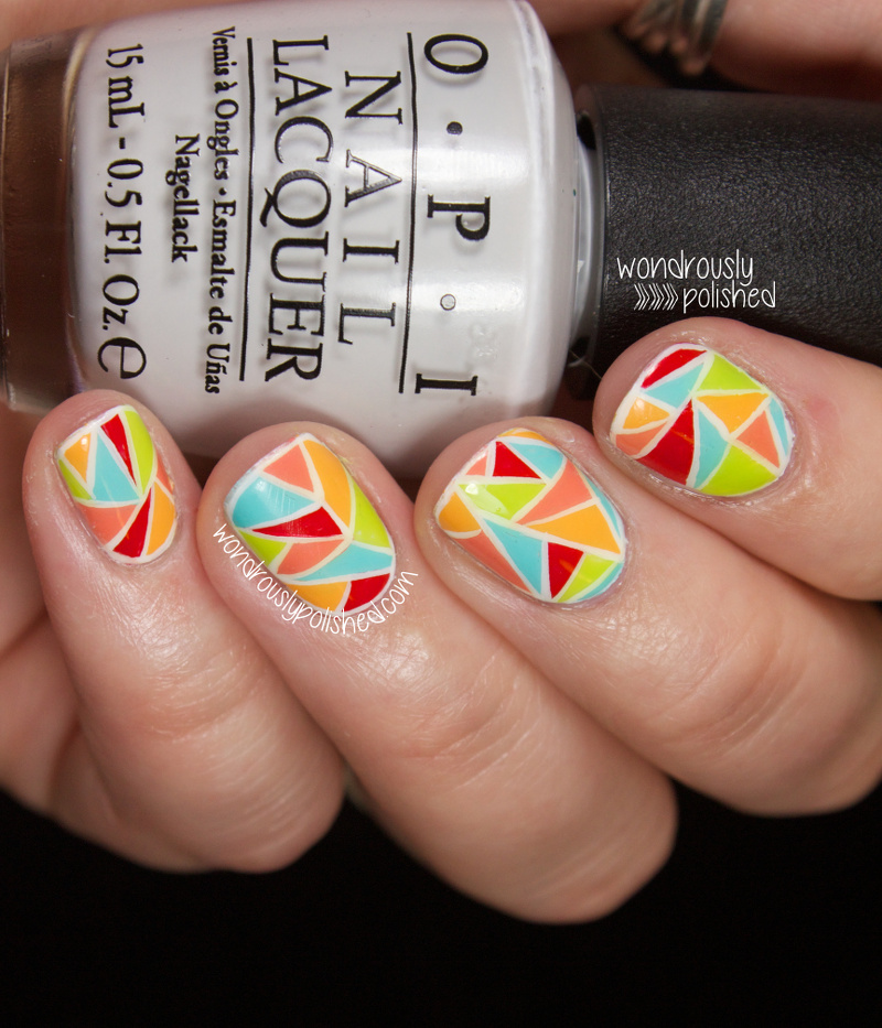 Wondrously Polished: Bright Wallpaper inspired Triangles