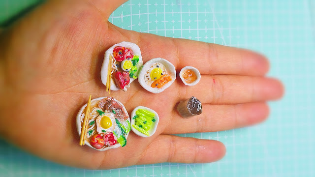 DIY Fake food - Miniature noodle Mini egg noodles, rib noodles, poached ...