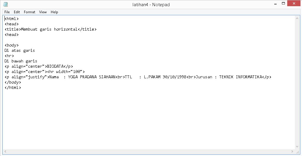 CARA MEMBUAT BIODATA HTML ~ DESAIN WEB HTML