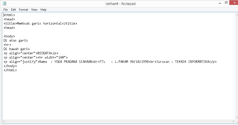 CARA MEMBUAT BIODATA HTML ~ DESAIN WEB HTML