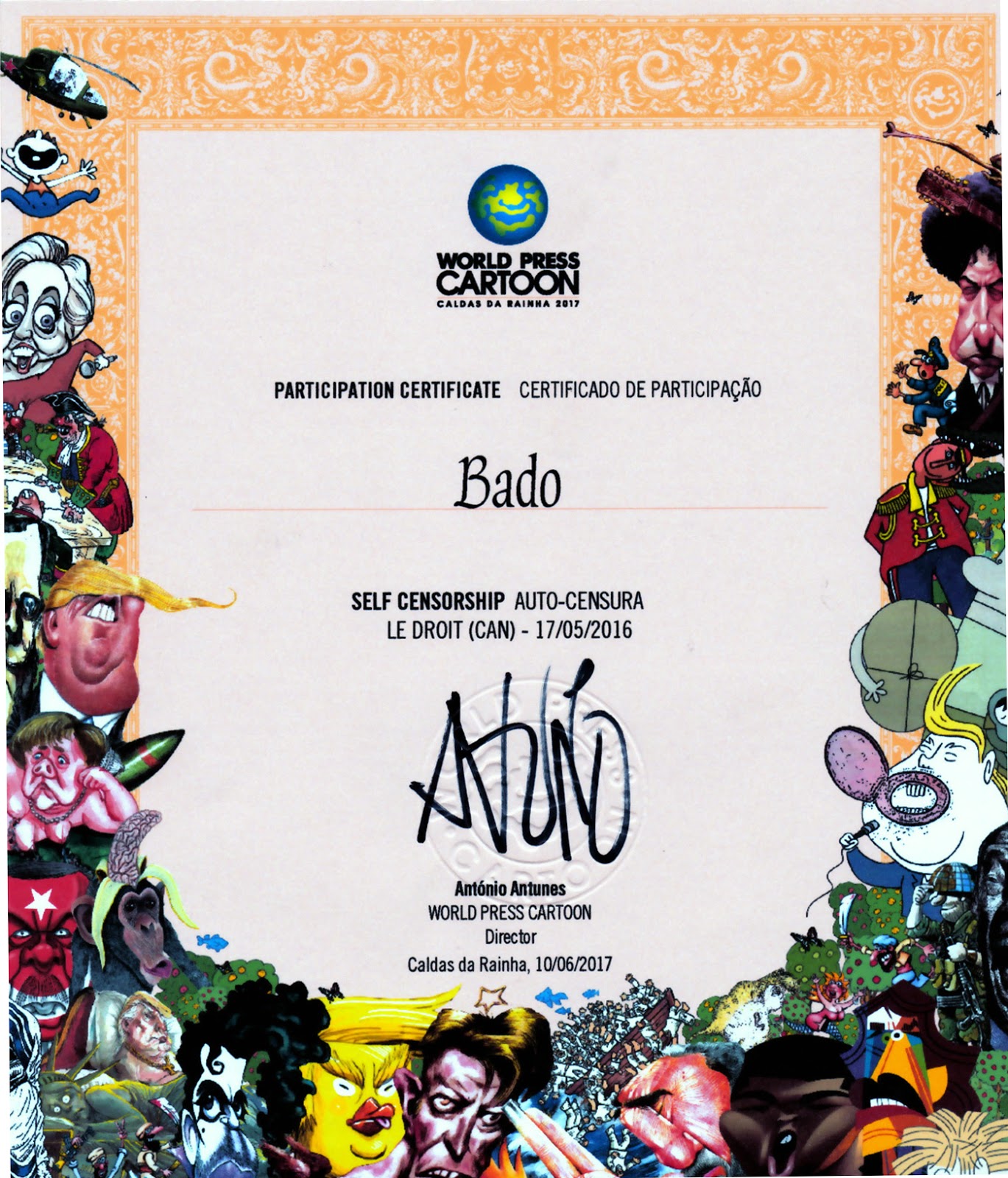 Bado, le blog: Mon dessin au World Press Cartoon 2017