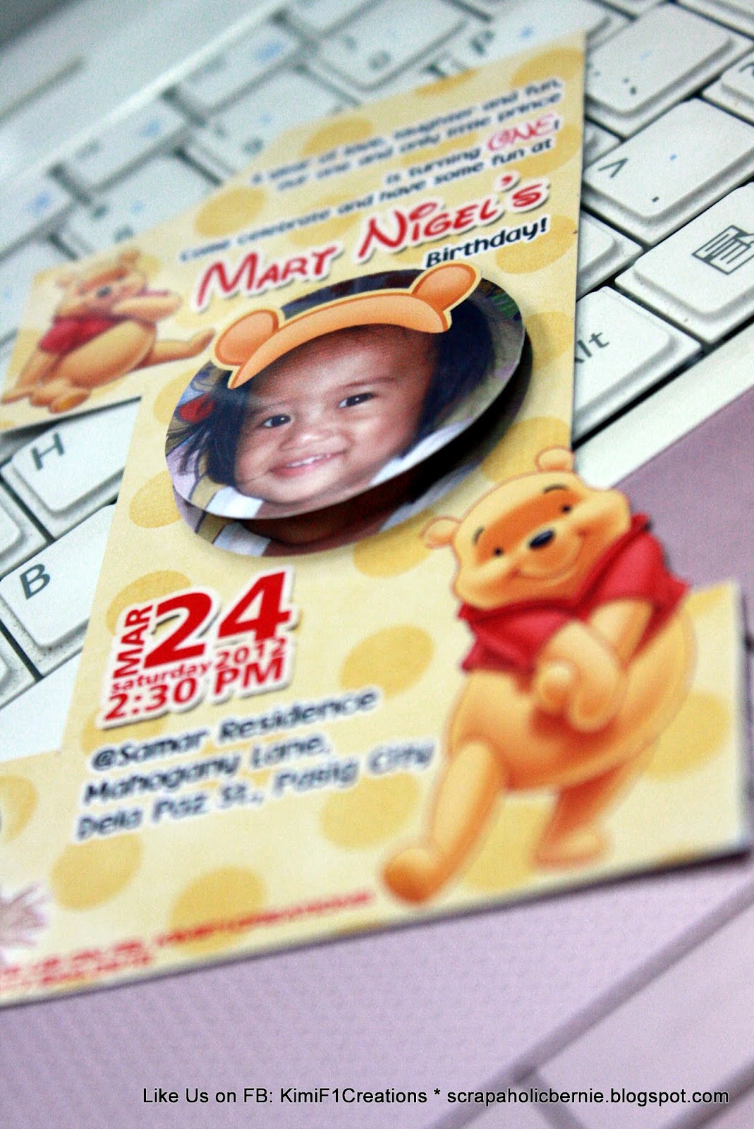 F1 Digital Scrapaholic: One Shaped Winnie the Pooh 2D Invitation