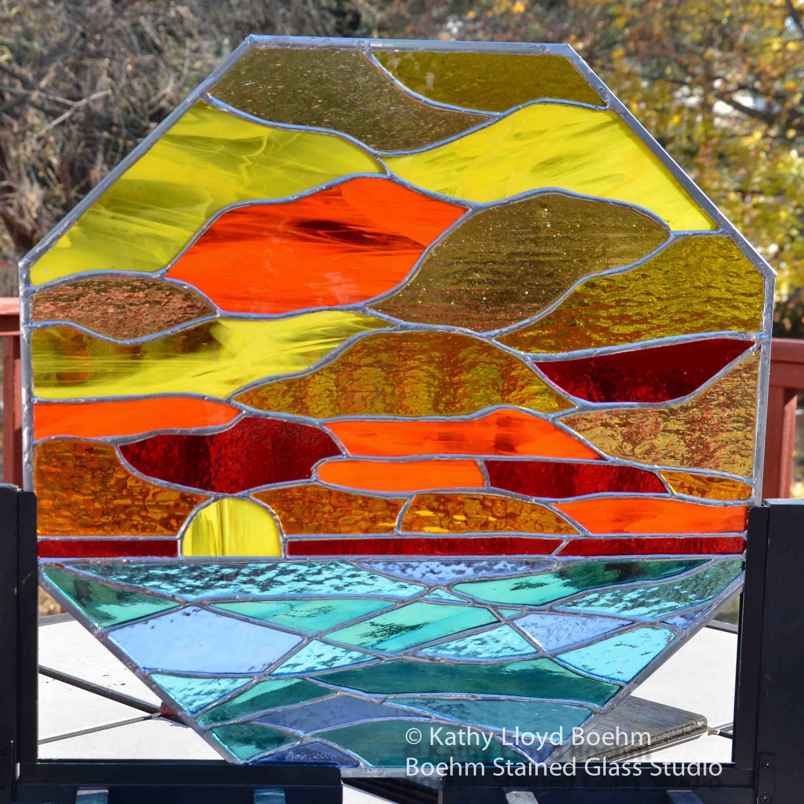 Boehm Stained Glass Blog: Octagonal Stained Glass Sunrise Sunset Window
