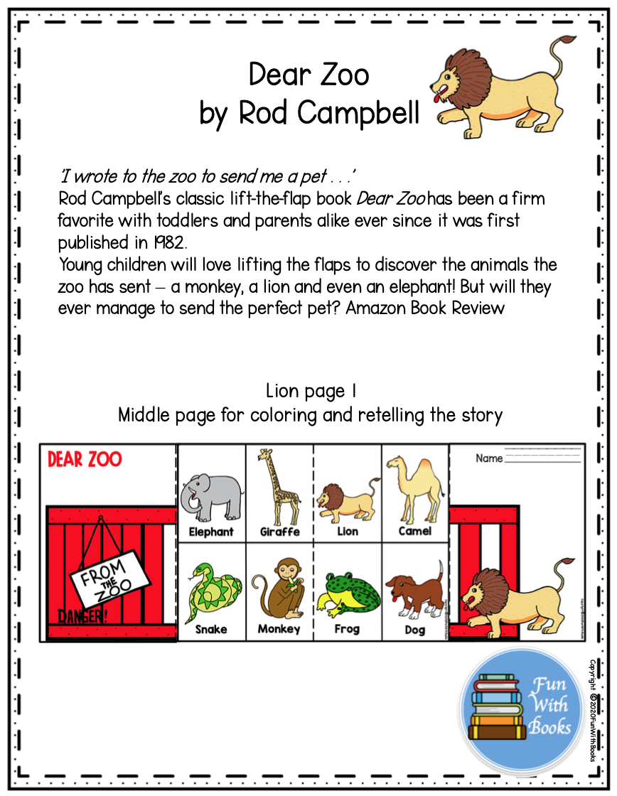 DEAR ZOO BOOK CRAFT ~ Book Units by Lynn
