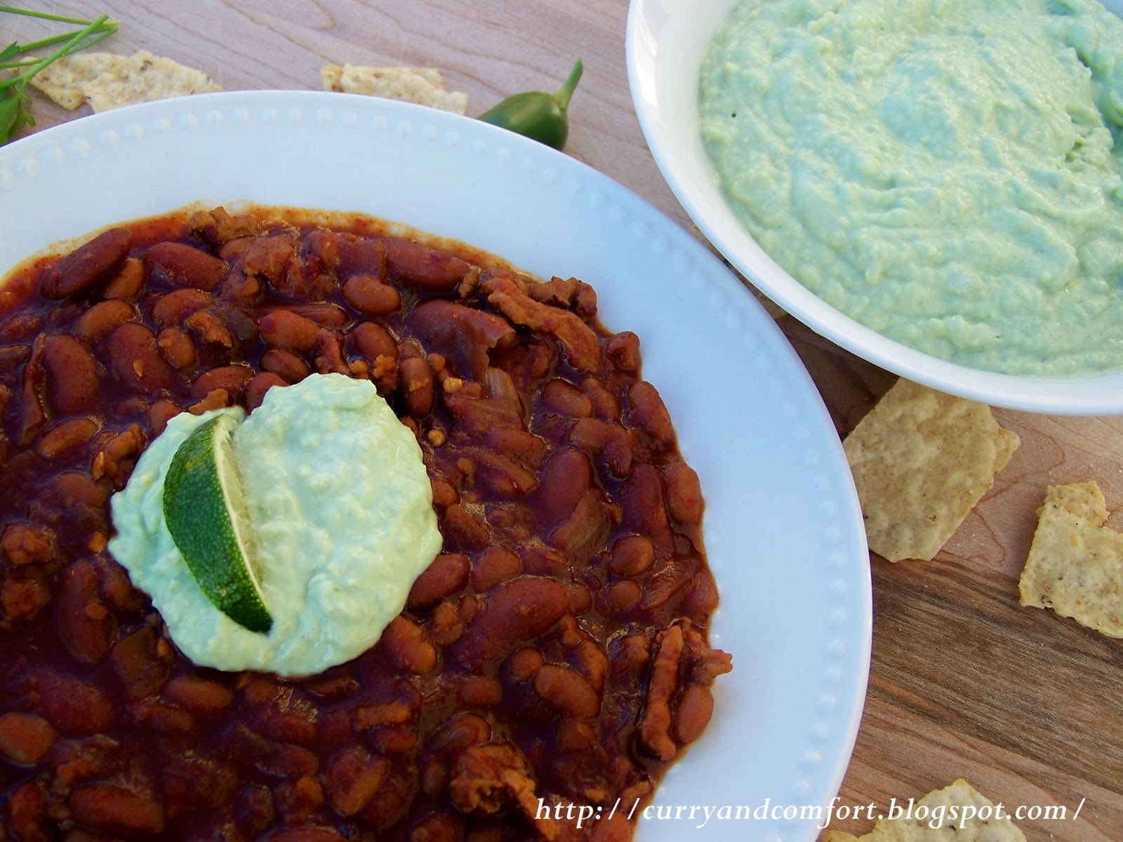 Kitchen Simmer: Chili Diablo with Avocado Cream
