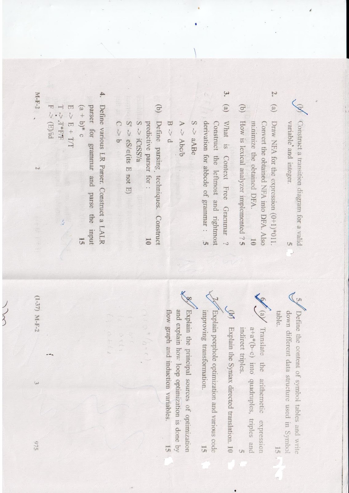 Compiler Design Question Paper CSE-304-B - B.Tech CSE