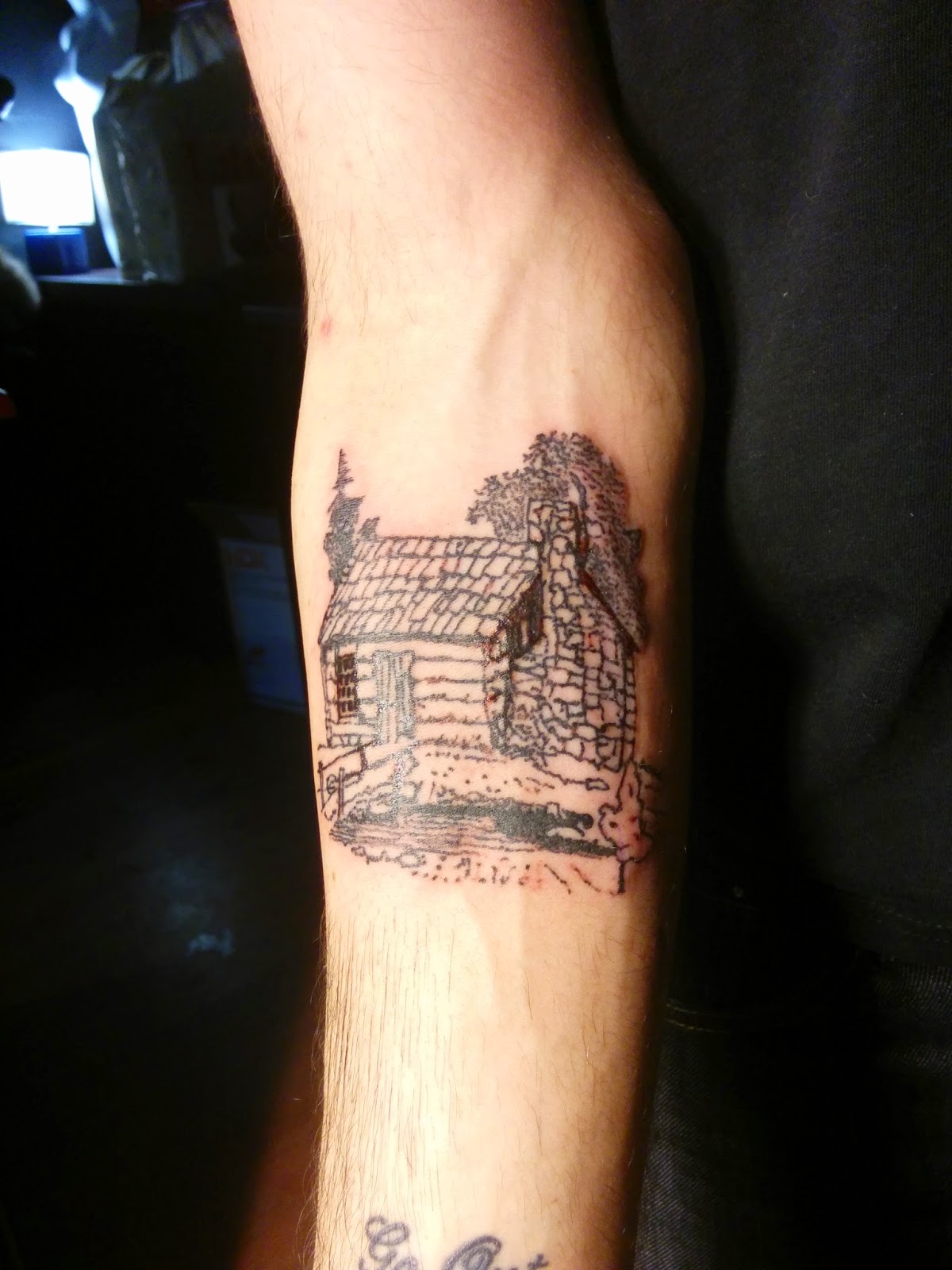 Tattoo Alchemist: Log Cabin Line Art - Arm