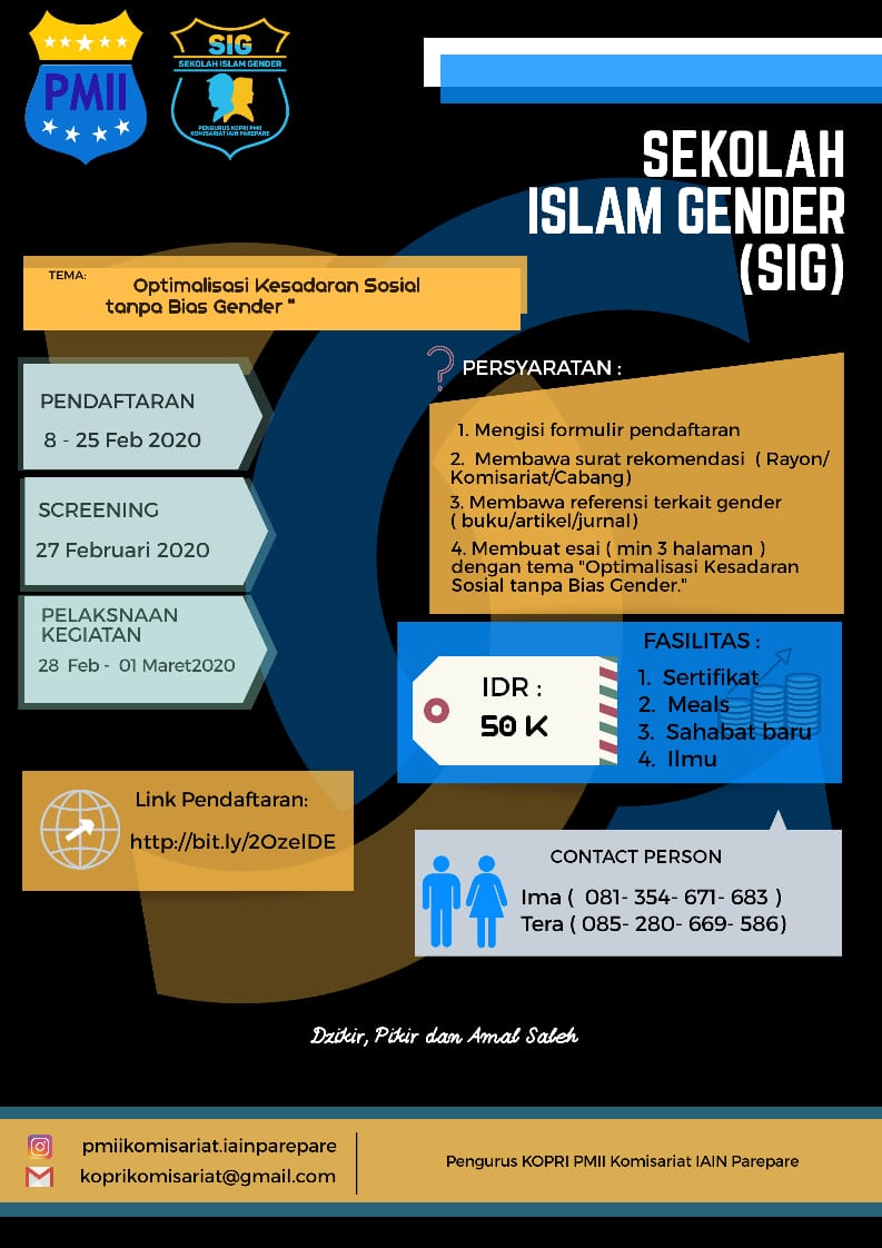 Coming Soon! Sekolah Islam Gender KOPRI PMII Komisariat IAIN Parepare ...