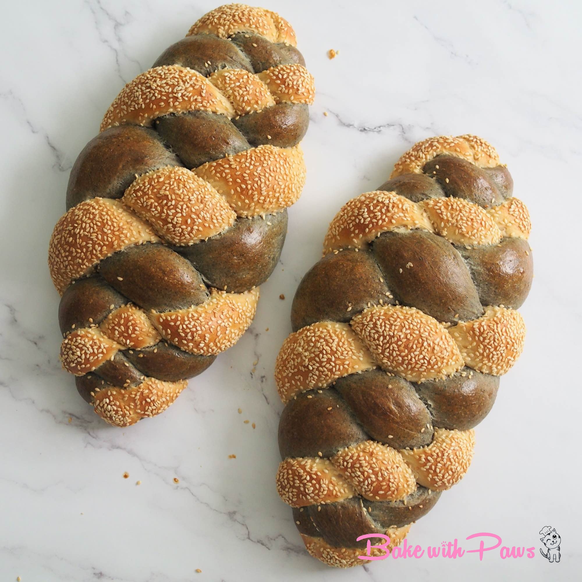 Sesame Soft Sourdough Braided Bread - BAKE WITH PAWS