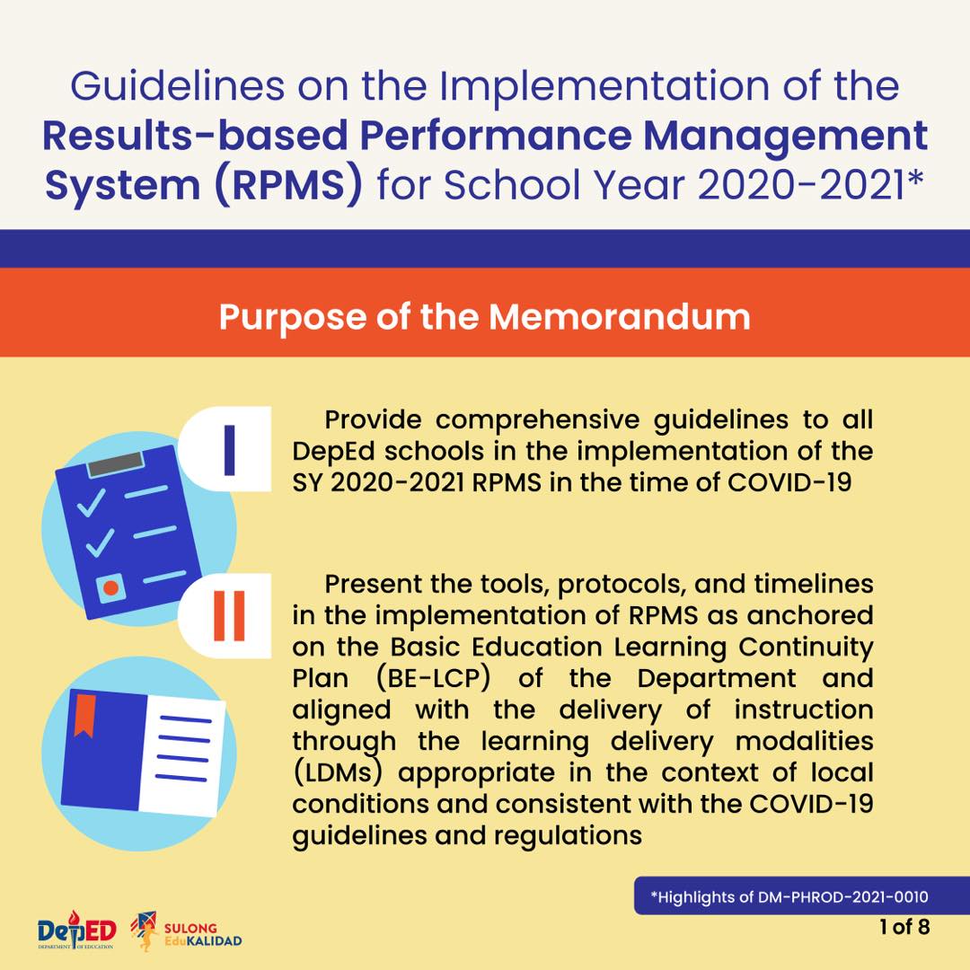 Implementation of RPMS and IPCRF for SY 2020-2021