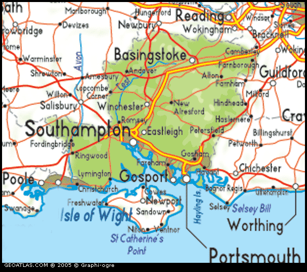 Hampshire Political Regional Map United Kingdom Map Regional City Province