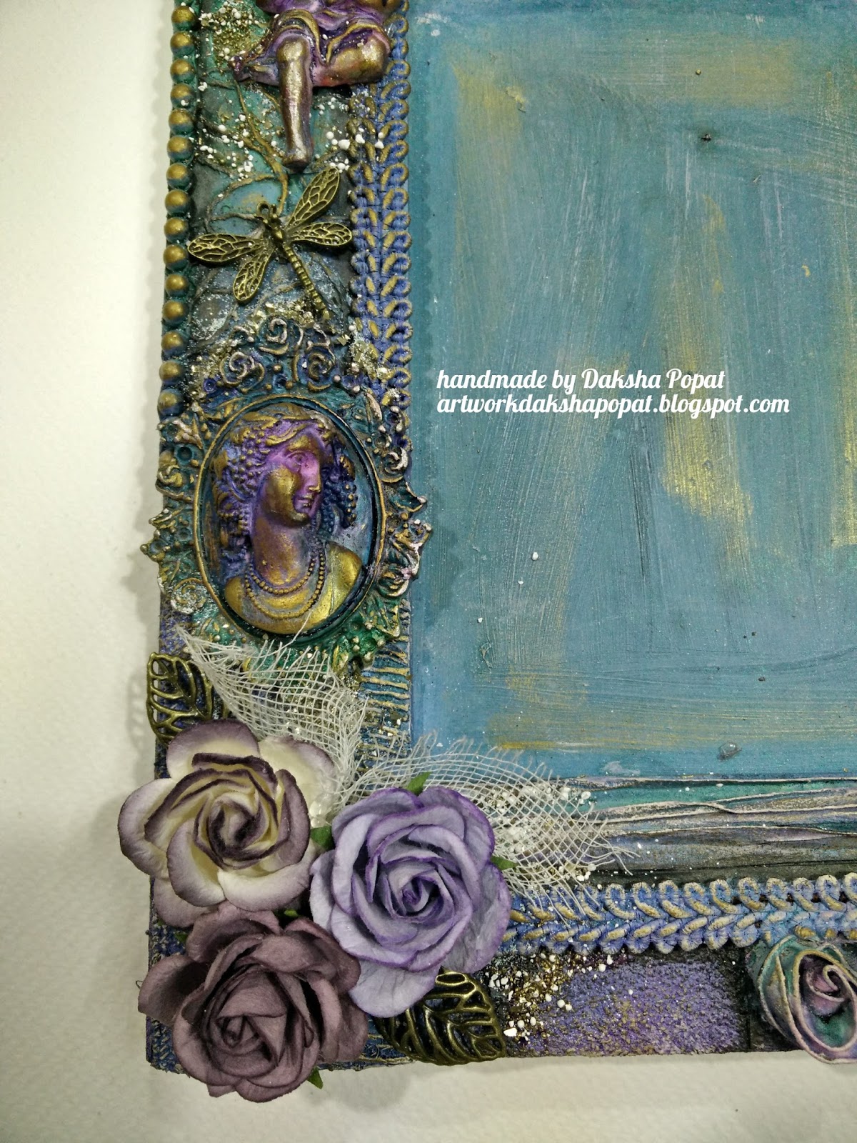 #Mixed media #MDF photo frame #Dylusions ink# inka gold#faber-castell ...