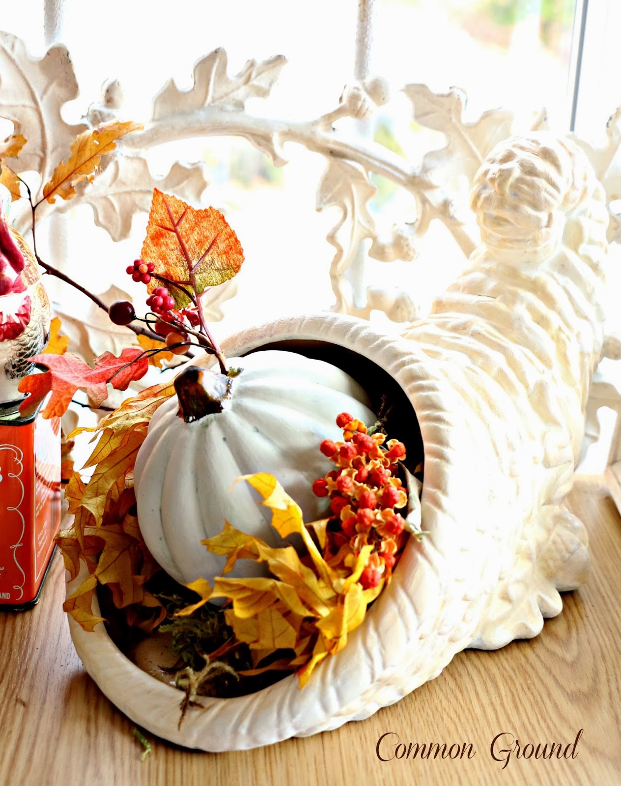 common ground : Painted Ceramic Cornucopia and a Thanksgiving Sunporch