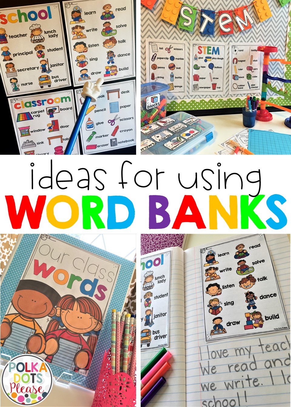 Ideas for Using Word Banks - Polka Dots Please