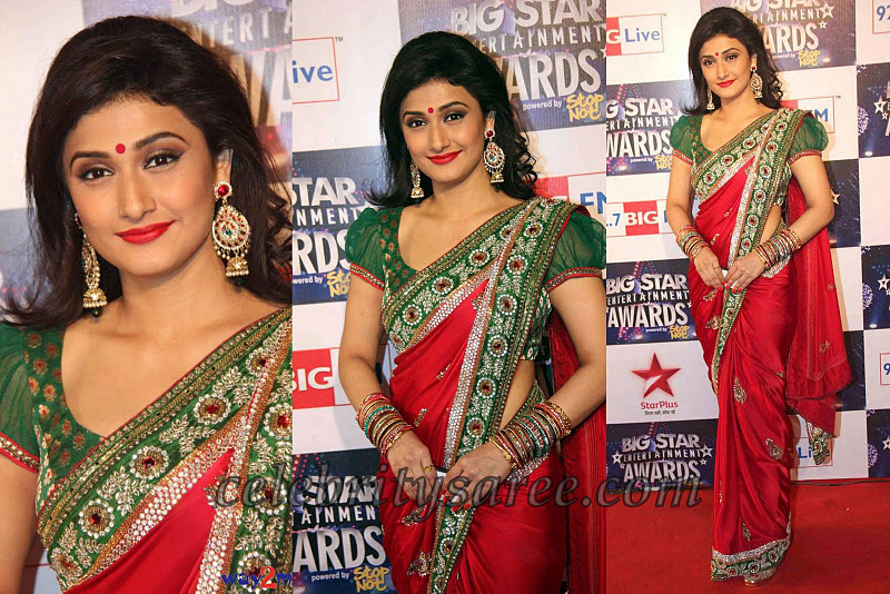 Ragini Khanna in Red Designer Patch Saree - Saree Blouse Patterns