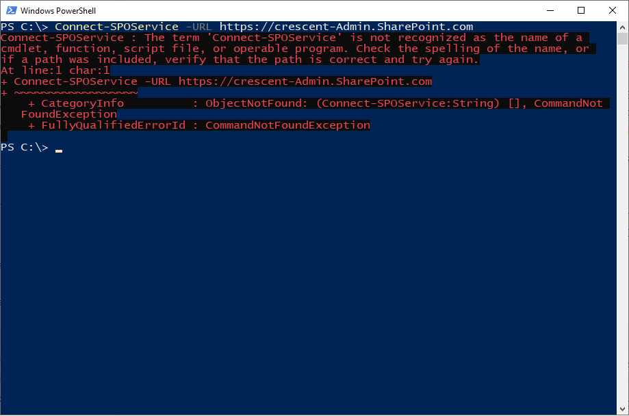 Fix Connect Sposervice The Term Connect Sposervice Is Not Recognized As The Name Of A