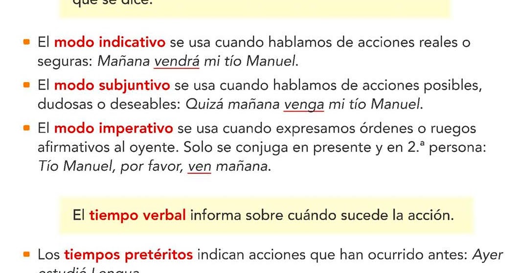 5º CEO Enlaces Lengua: UNIDAD 10: El verbo: modo y tiempo. El uso de la ...