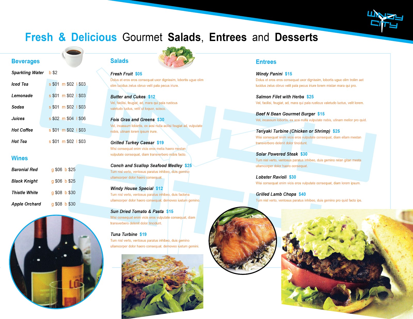 Studio A Designs Graphic Design Portfolio: Windy City Menu For Windy ...