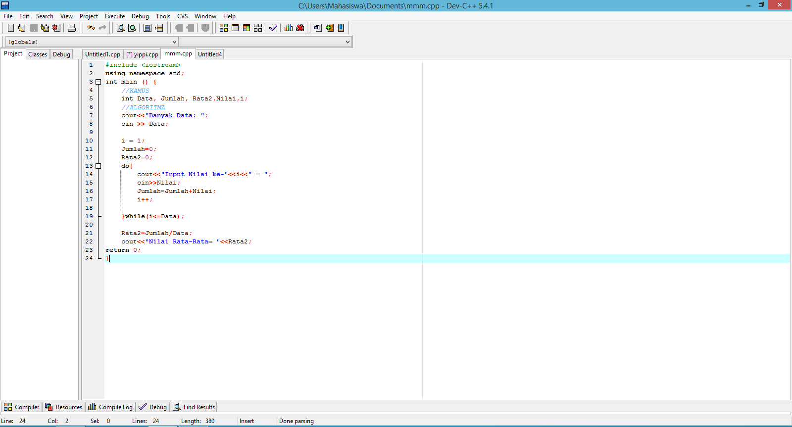 Cinta..: Program Mencari NIlai Rata-Rata Menggunakan Perulangan (while ...