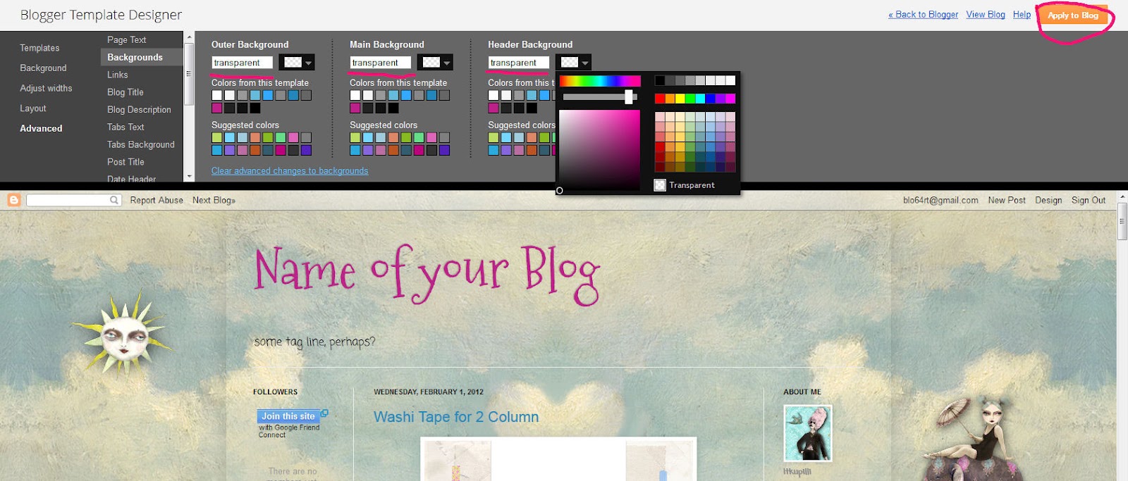 Instructions for uploading the background image part 2