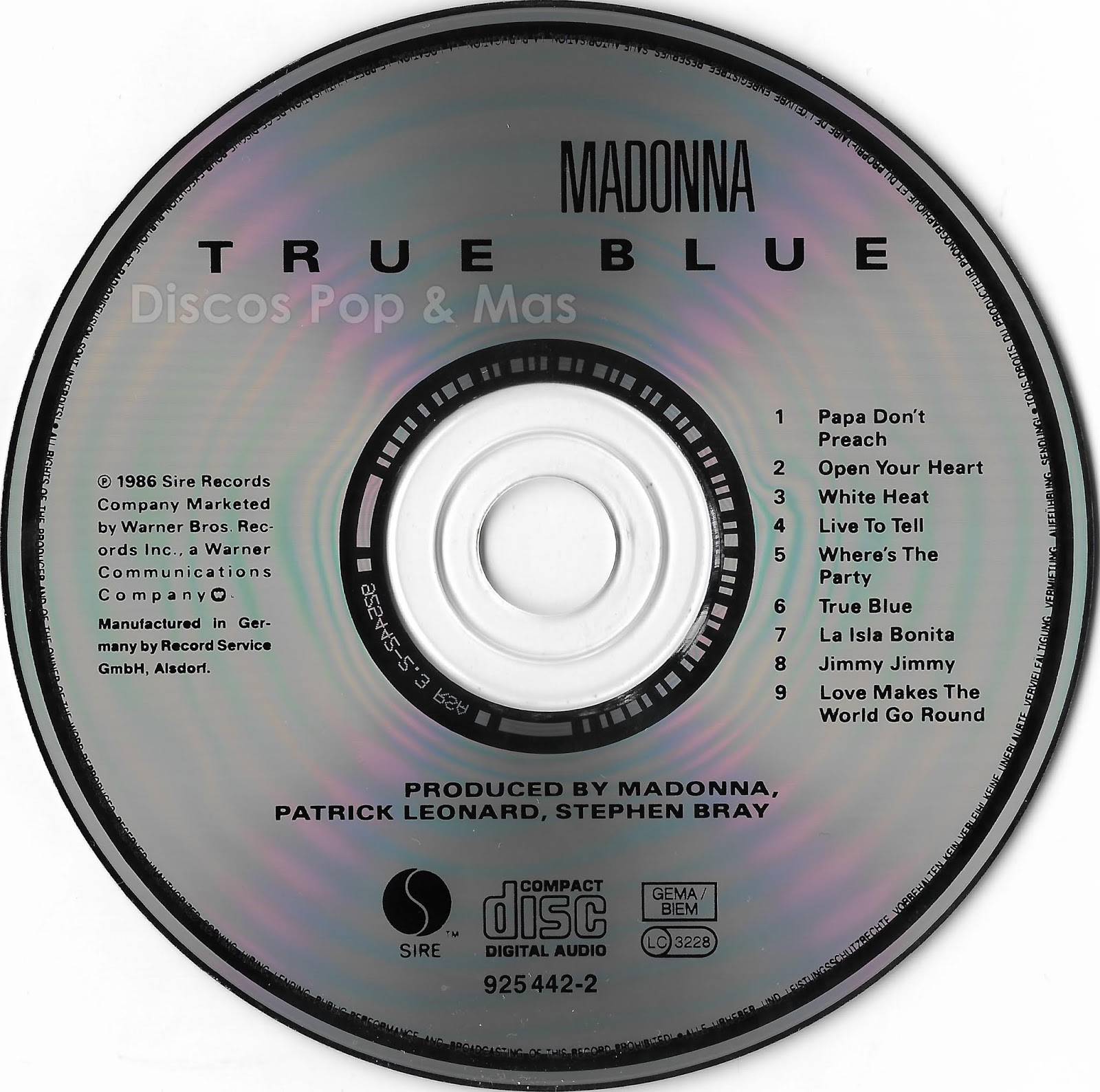 Discos Pop & Mas: Madonna - True Blue