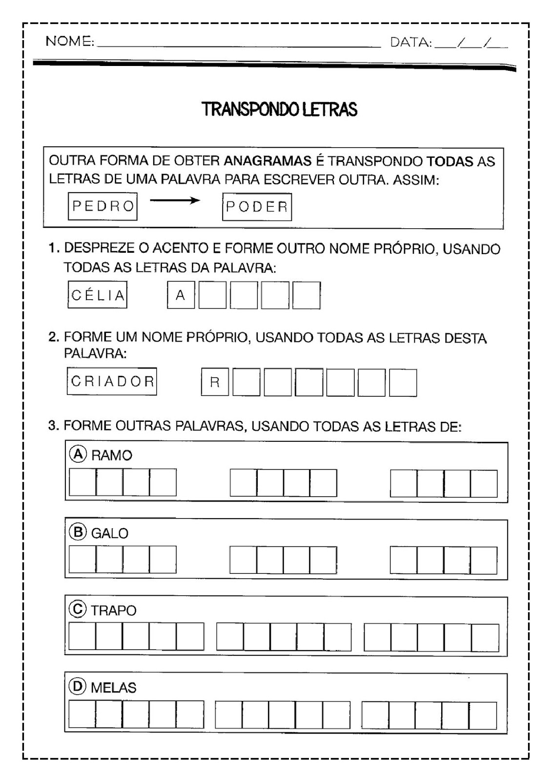 Repassando Anagrama e palíndromo