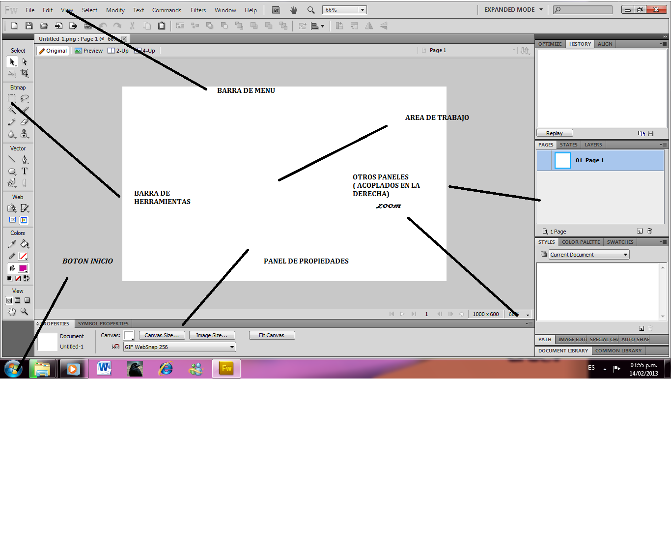 LENGUAJE DE PROGRAMACION: VENTANA DE FIREWORK Y SUS PARTES