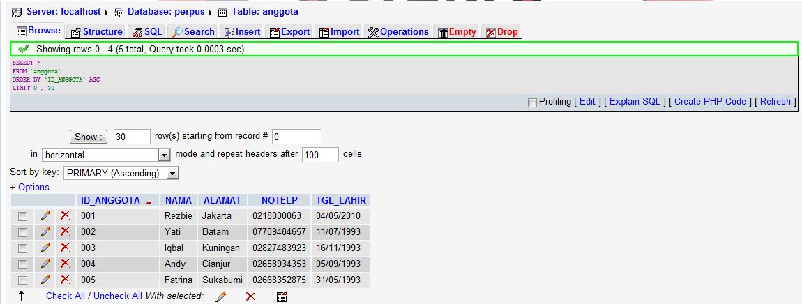 Membuat Tabel Database Membuat Tabel Database