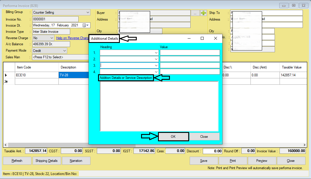 Performa Invoice (B2B) Help Guide