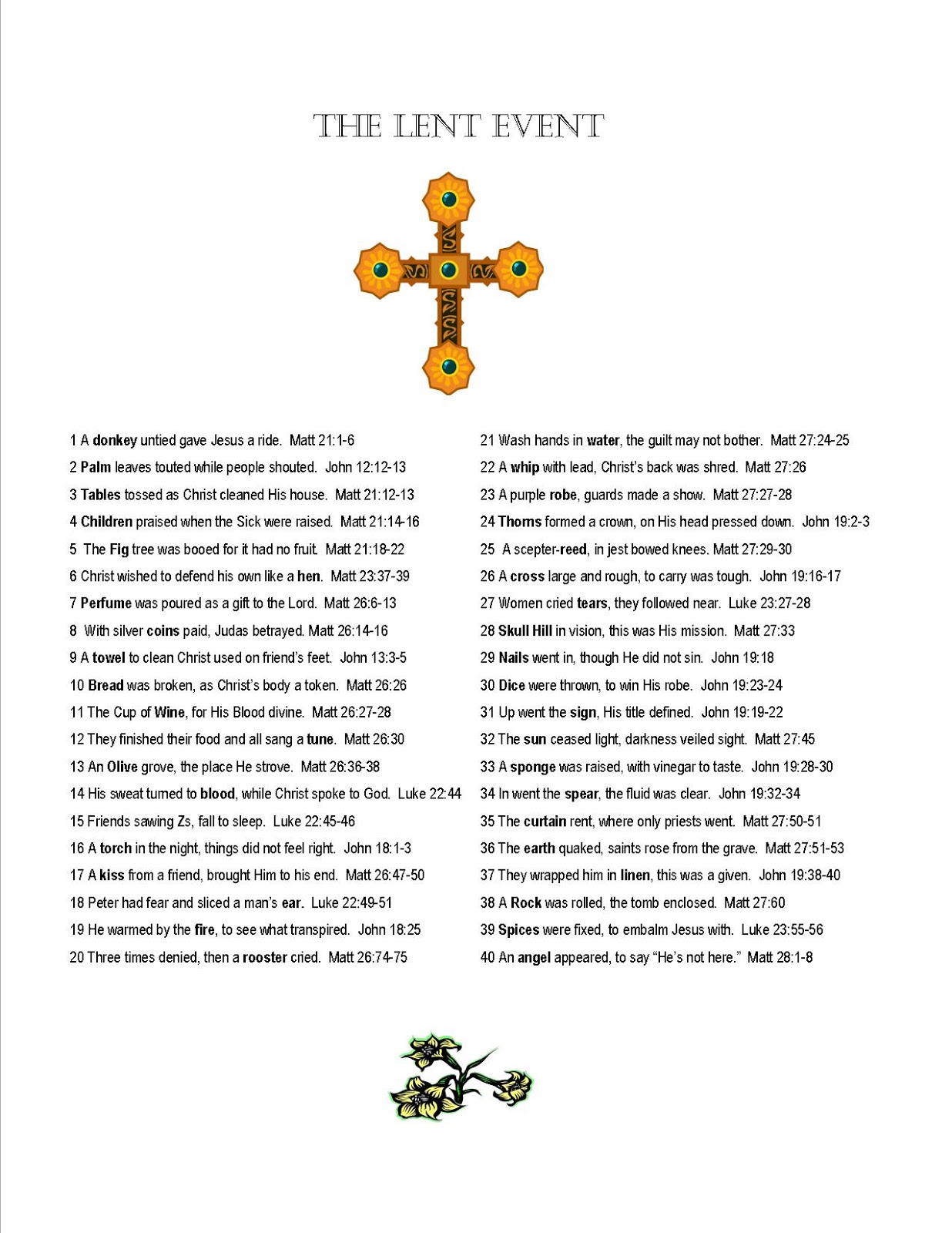 Rosies Roost: Lent--Countdown to Easter