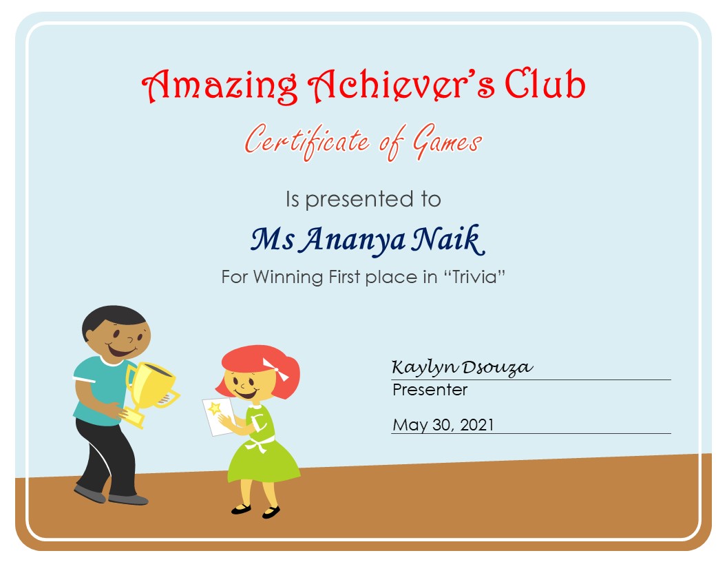 Amazing Achievers Club: 5 Amazing Achievers Club 5th meeting