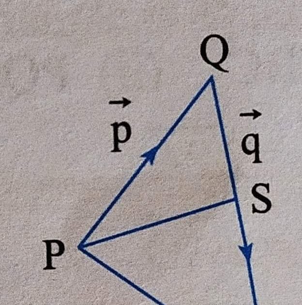 In the diagram, vec.PQ = vec.p and vec.QS = vec.q. If QS/SR = 1/3 ...