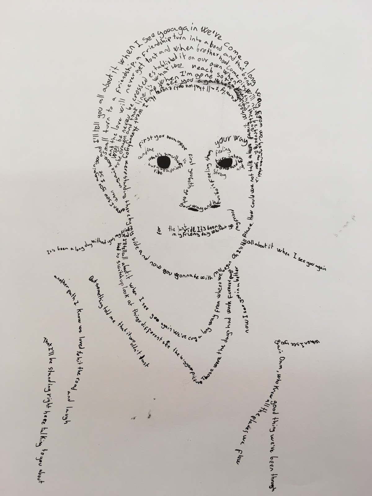 TREBALLS ARTÍSTICS: CALLIGRAM SELF-PORTRAIT