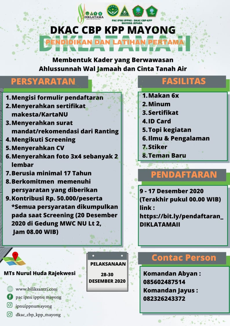 Bentuk Kader Aswaja, DKAC CBP-KPP Mayong Adakan Diklatama II - biliksantri