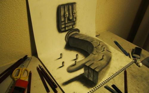 Nagai Hideyuki Membuat Sketsa 3D Keren - NewsHeld