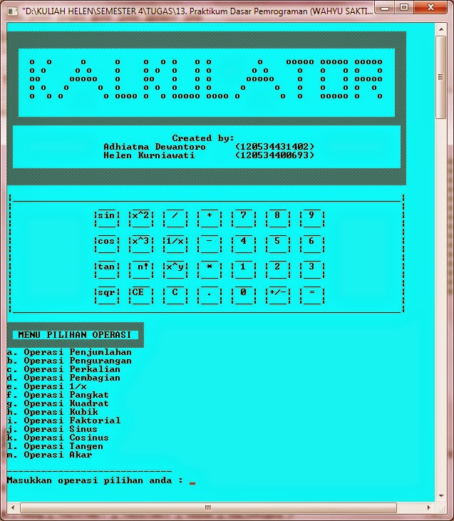 Blog_Ku Tempat Berbagi Motivasi: Program Kalkulator dengan C++
