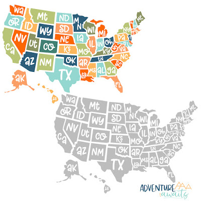 US State Map with Printable Stickers | Bits of Paper
